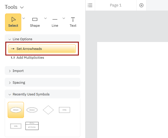 ERD Custom Arrowheads Dialog – SmartDraw Knowledge Base
