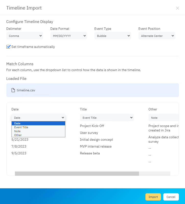 Generate a Timeline Automatically from Data – SmartDraw Knowledge Base